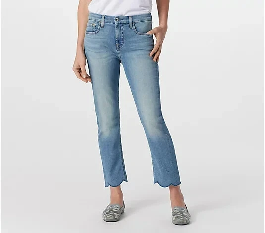 Jen7 Crop Scallop Frayed Hem Skinny Jean Indigo Hotsell ...