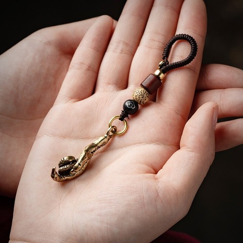 Pure Brass Eagle Claw Keychain Pendant Ring Hanging Braided Rope ...
