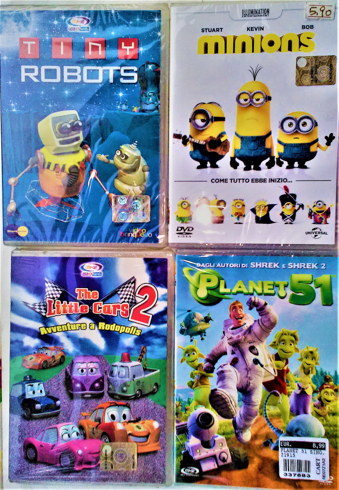 Minions, Planet 51, Little Cars, Tiny Robots 4 DVD New Incellofanati X Children | eBay