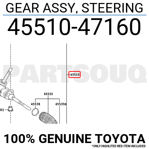 4551047160 Genuine Toyota GEAR ASSY, STEERING 45510-47160 | eBay