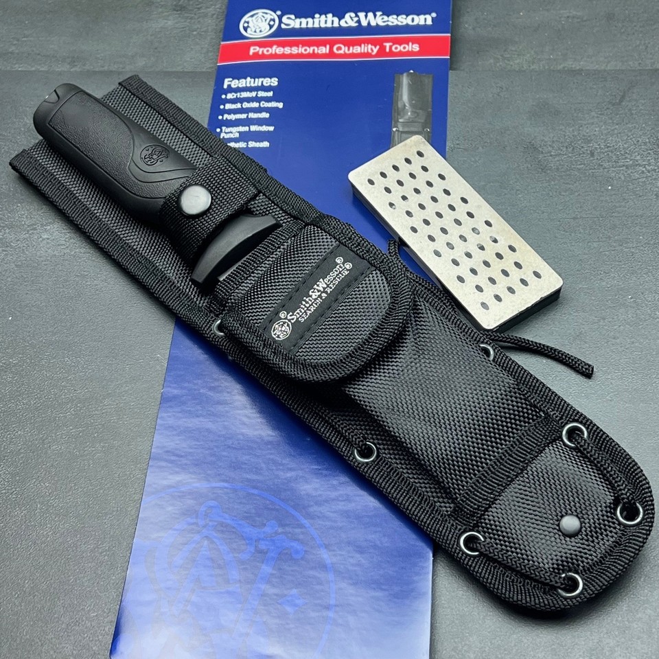 Smith & Wesson Large Search Rescue Tactical Black Fixed Blade Sheath ...