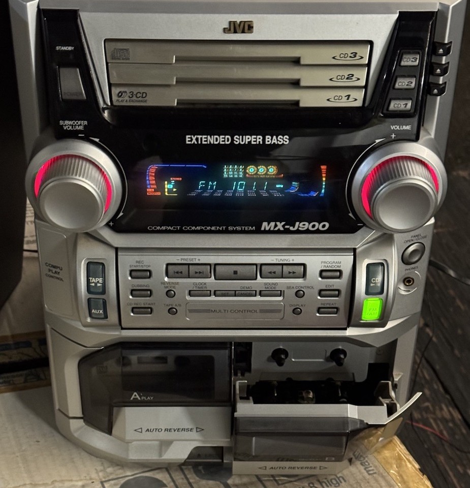 JVC MX-J900 Rolling Front Panel Stereo Boombox Radio CD & Speakers ...