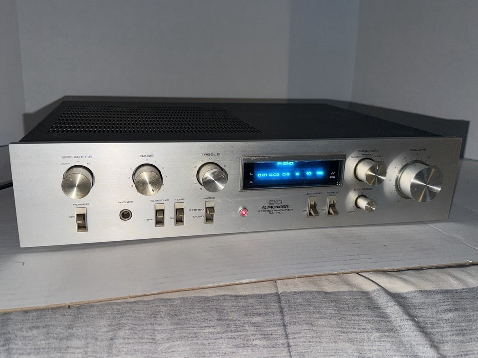 Vintage Pioneer SA-710 Blue Line Silver Stereo Amplifier Made In Japan ...