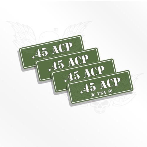 Ammo Can Decals 45 ACP- 4 Ammo Can Stickers .45 Auto Pistol Ammo Can ...