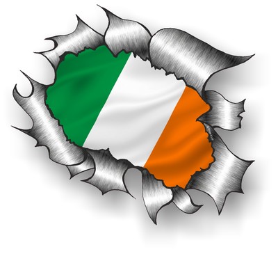 CLASSIC Ripped Open Torn Metal Rip & Ireland Irish IRL Flag Vinyl Car ...