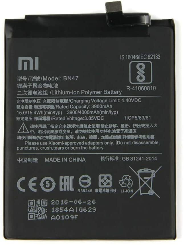 For Xiaomi Redmi 6 Pro BN47 100% Original 3900mAh Internal Battery ...