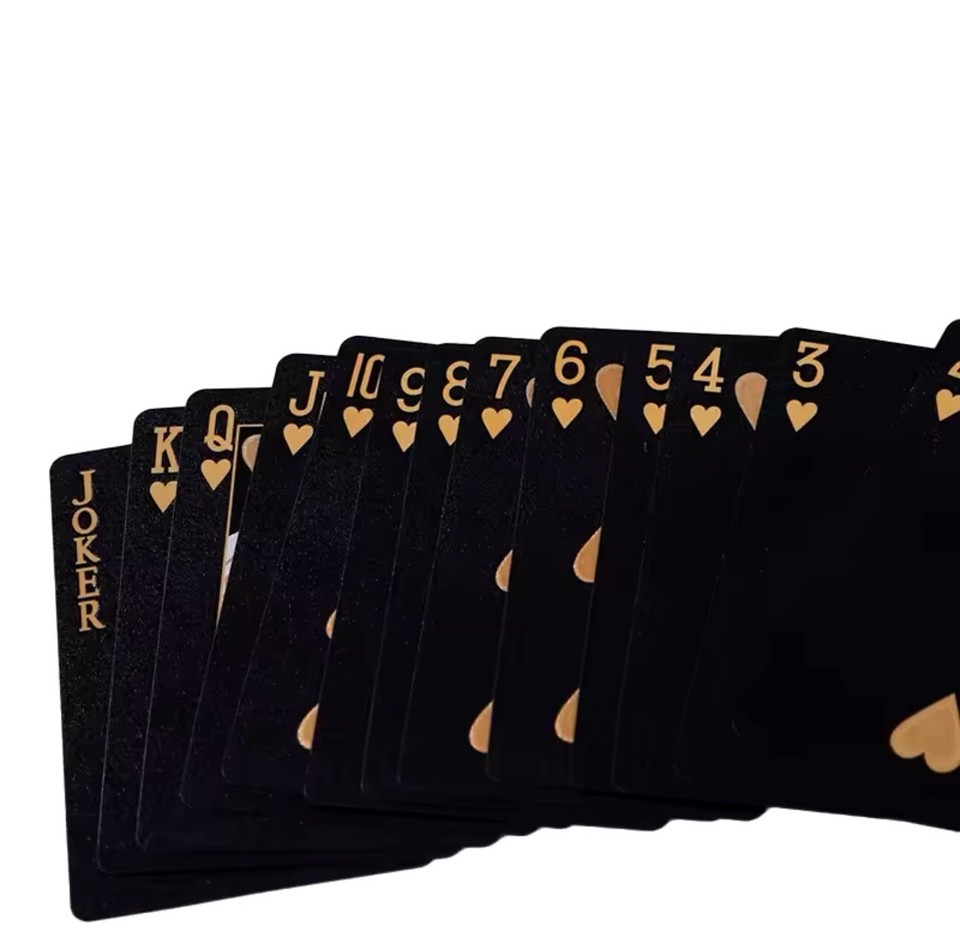 1Set Waterproof 24k Gold Foil Playing Cards - Black Poker Deck for ...