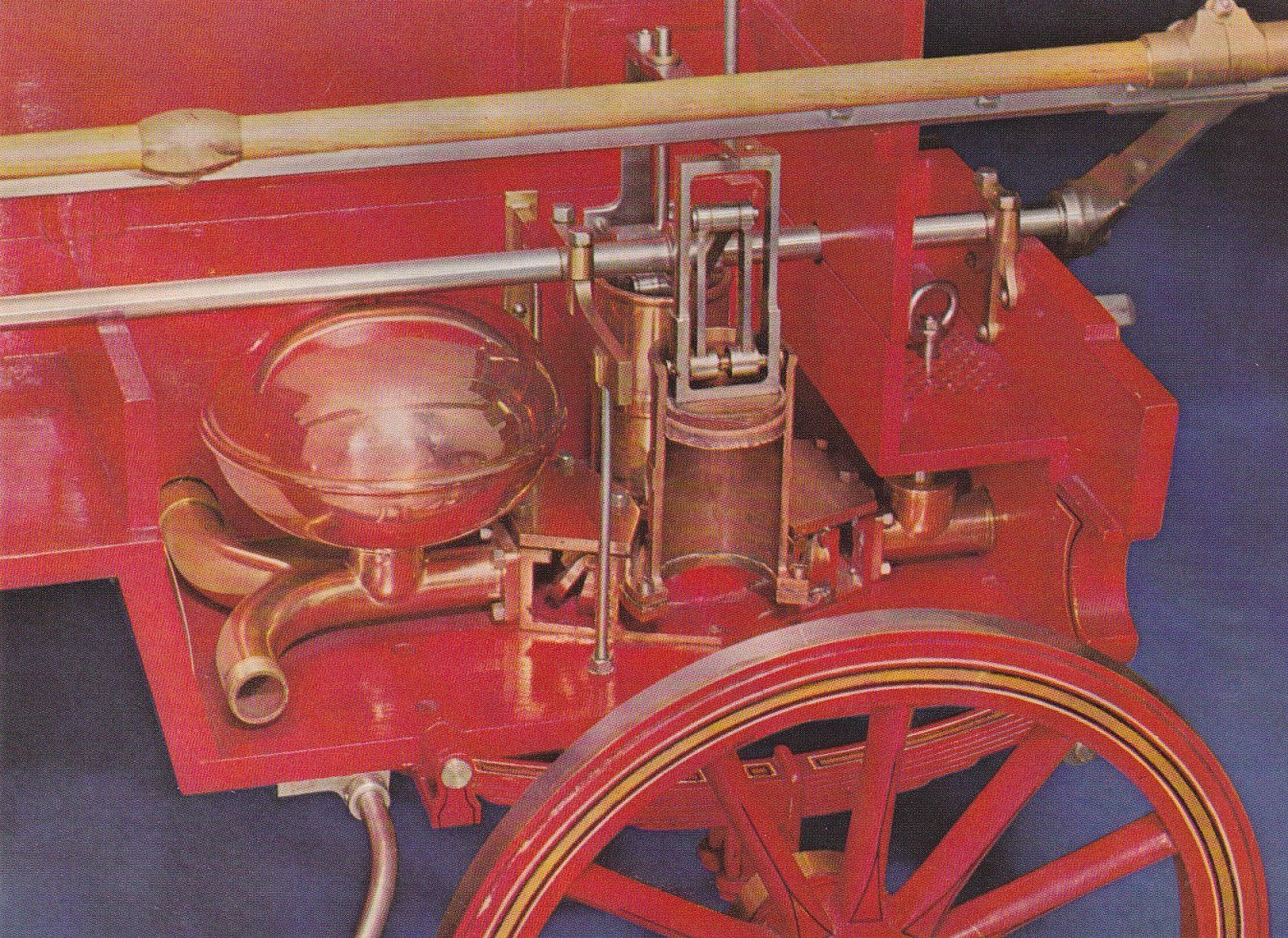 A Postcard showing a cross section of a 19th Century Manual Fire Pump ...