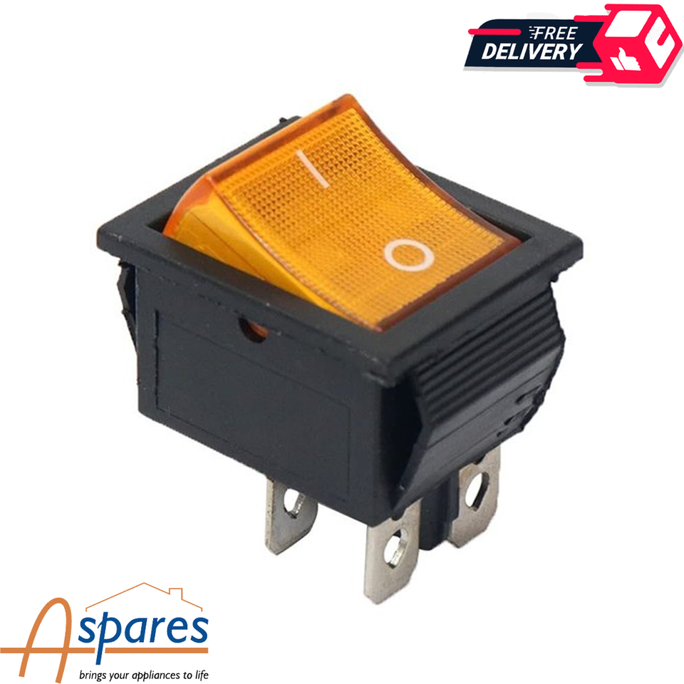 Rocker Switch 16A 240V, 20A 125V YELLOW ON-OFF Double Pole 4 Pin | eBay UK