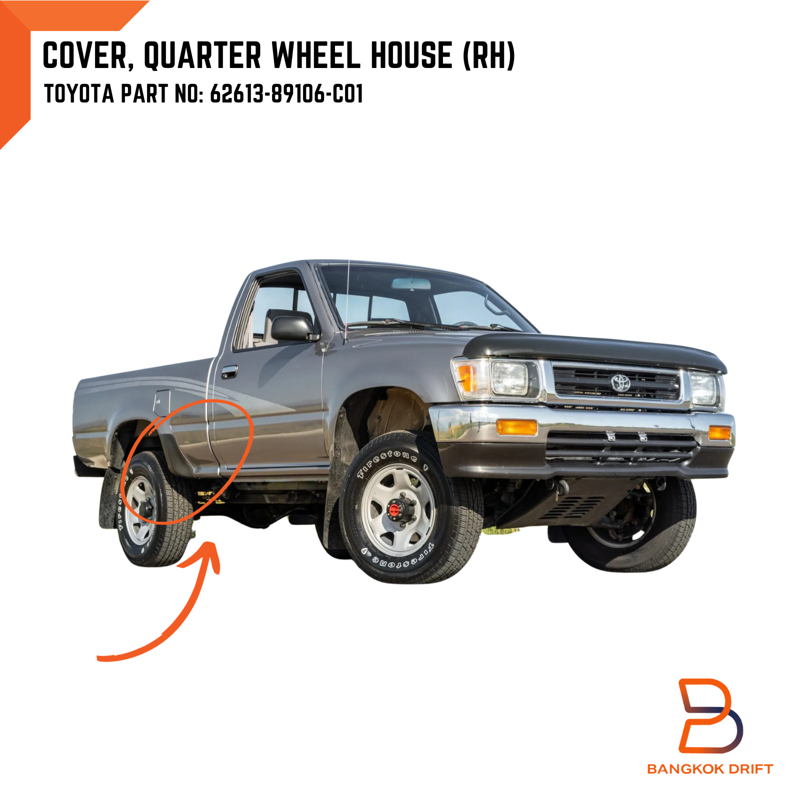 1988-1996 Toyota Pickup 4Runner RH Right Tub Guard Quarter Wheel House ...