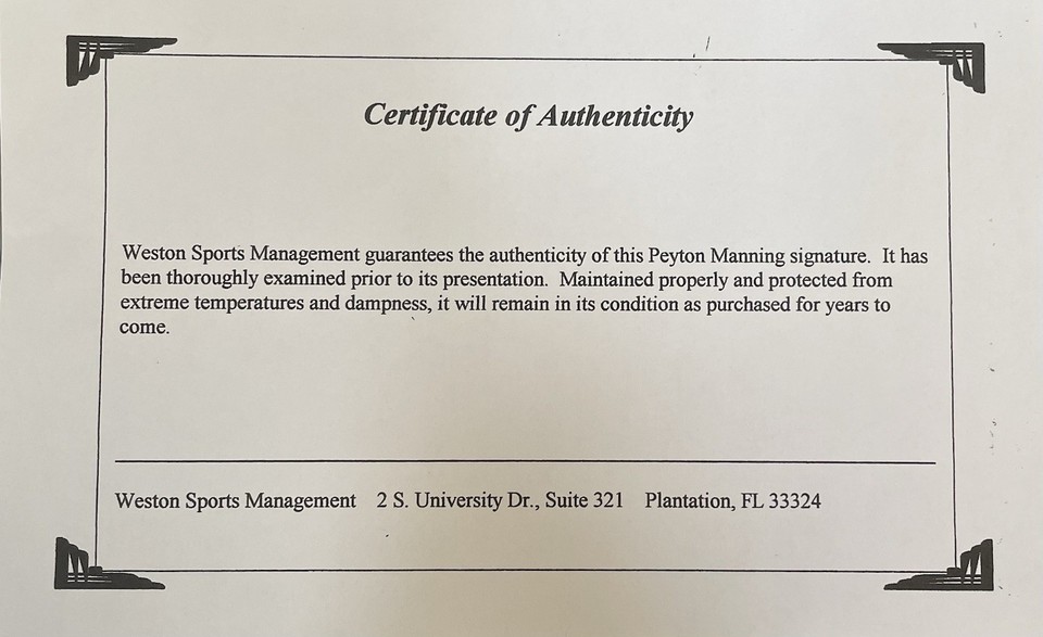 Peyton Manning Signed NFL Wilson Official Football Weston Sports COA | eBay