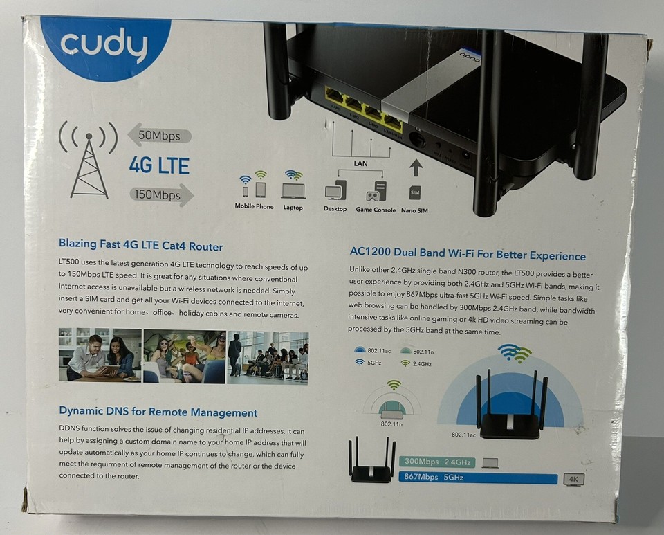 Cudy LT500 4G LTE AC1200 Dual Band Modem Router w/ VPN & DDNS Support ...
