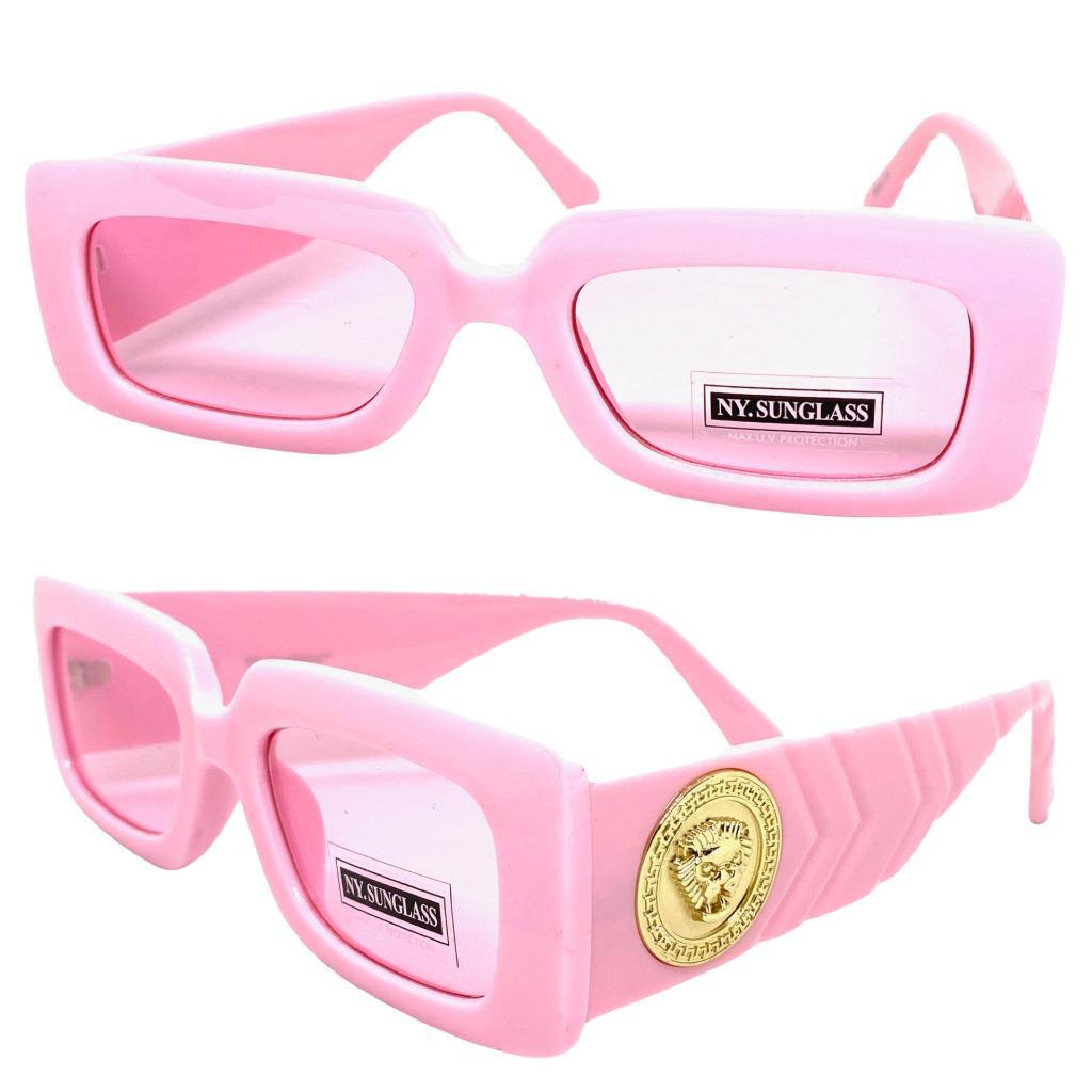 Classic Vintage Retro Hip Hop Style SUNGLASSES Large Super Thick Pink ...