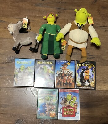 Lot Of 6 DVDs Movies: SHREK MOVIE COLLECTION & PLUSH SHREK 2 SCARED ...