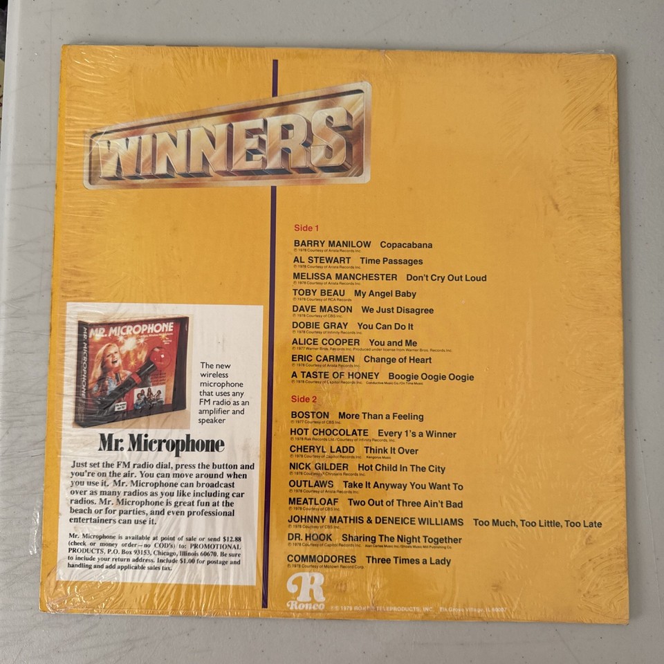 Ronco Presents Winners Compilation In Shrink EX/VG Boston, Alice Cooper ...