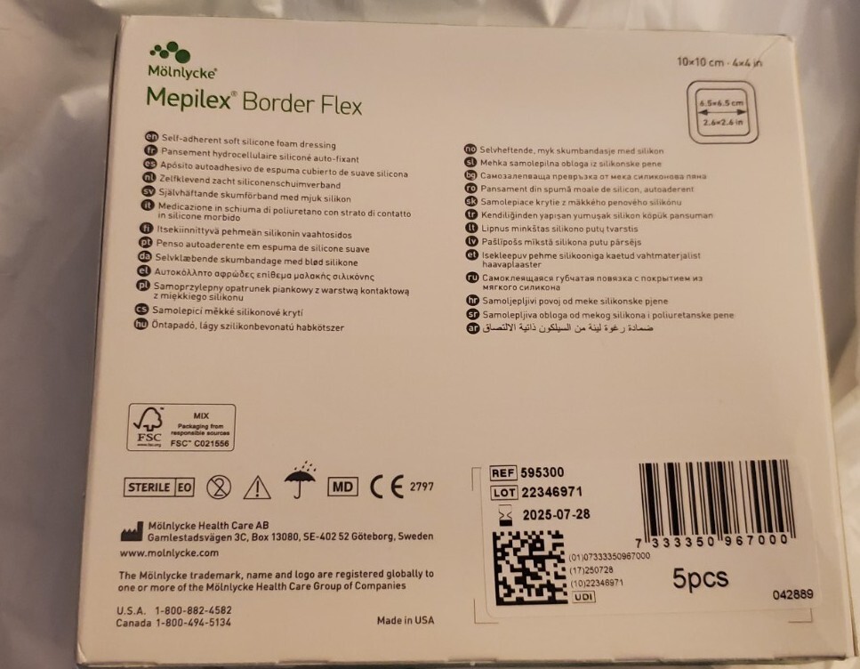Mepilex Border Flex 4x4" Self-Adherent Soft Silicone Foam Dressing ...