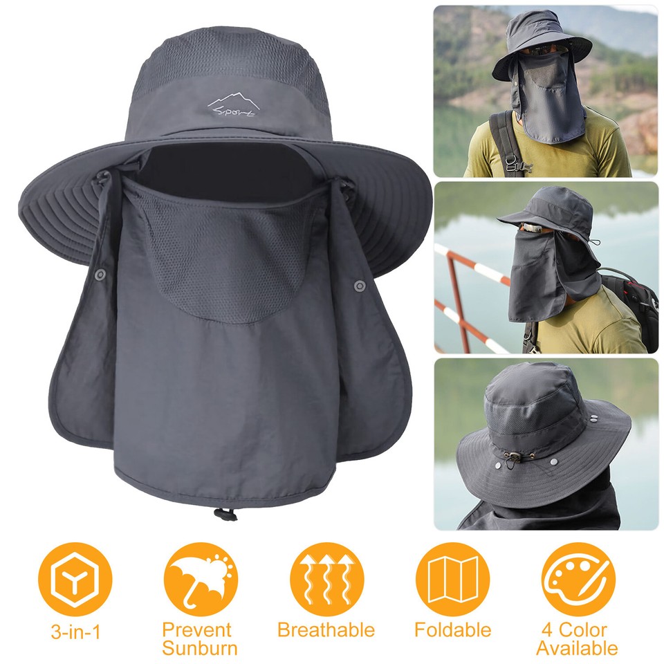 Unisex Brim Boonie Hat Quick Drying Bucket Hat Outdoor Fishing Sun Cap ...