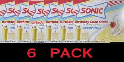 Sonic BIRTHDAY CAKE SHAKE Dessert Instant Pudding Mix 2.58 oz Box - 6 ...