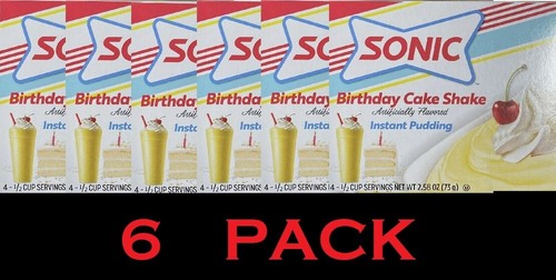 Sonic BIRTHDAY CAKE SHAKE Dessert Instant Pudding Mix 2.58 oz Box - 6 ...