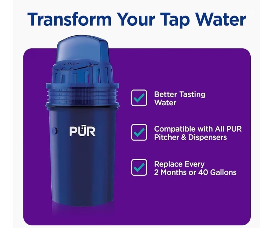 PUR Water Pitcher & Dispenser Replacement Filter 4-Pack,Genuine PUR ...