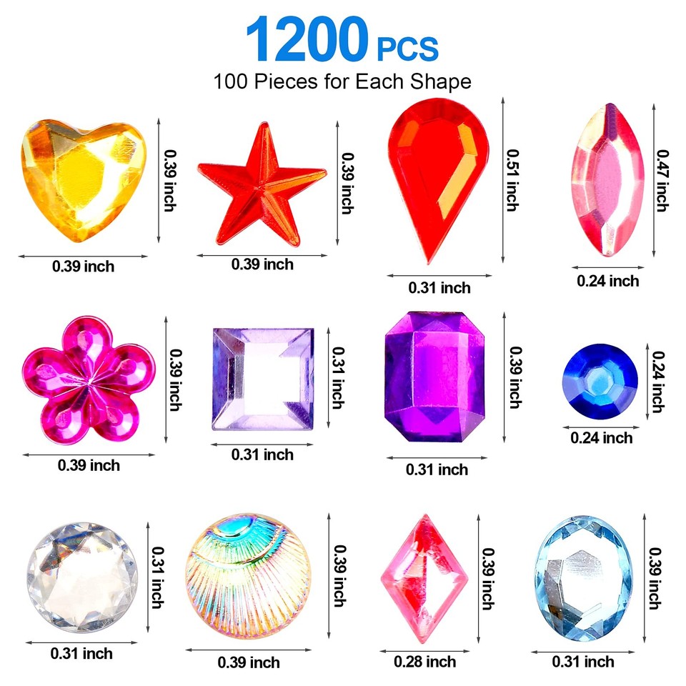 1200 Pack 0.3 Inch Jewels Colorful Flag Back Gems for DIY Crafts ...