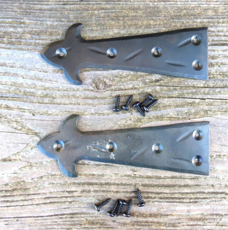 2 False Hinge Fronts Door Decor 5.5" Strap Wrought Iron Gate Bracket ...