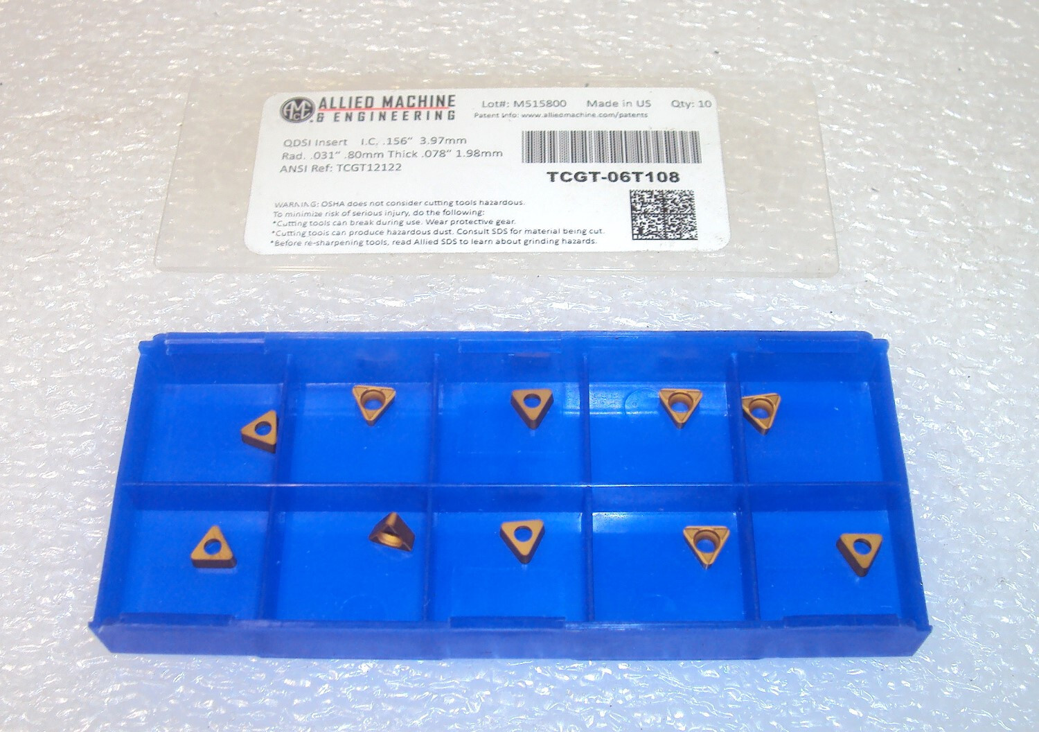 (10) AMEC TCGT-06T108 Indexable Carbide Drill Insert TCGT12122 | eBay