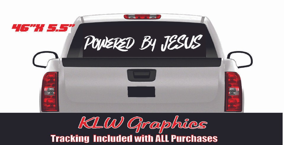 Powered By Jesus Decal Sticker Faith God Wife Country South Diesel ...