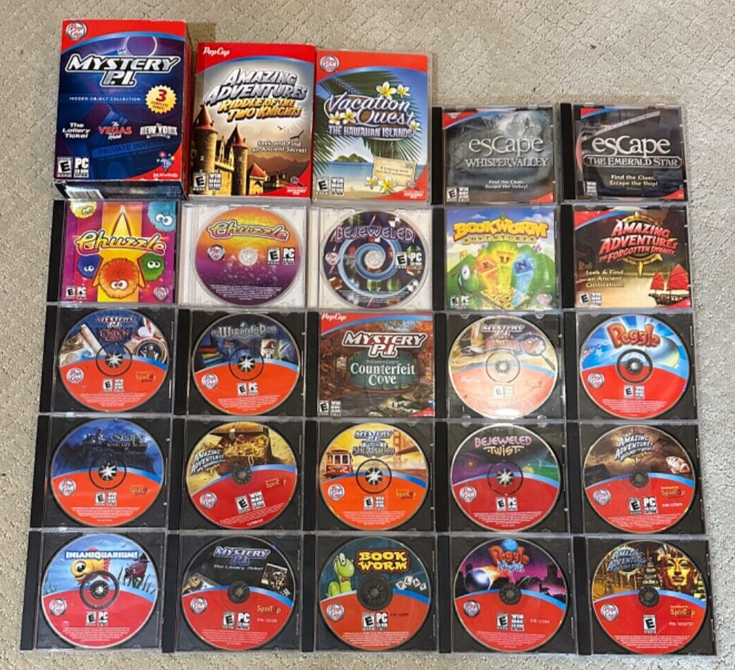 Pop Cap PC Games Mystery PI Hidden Object Puzzle Active Vegas Heist Lot ...