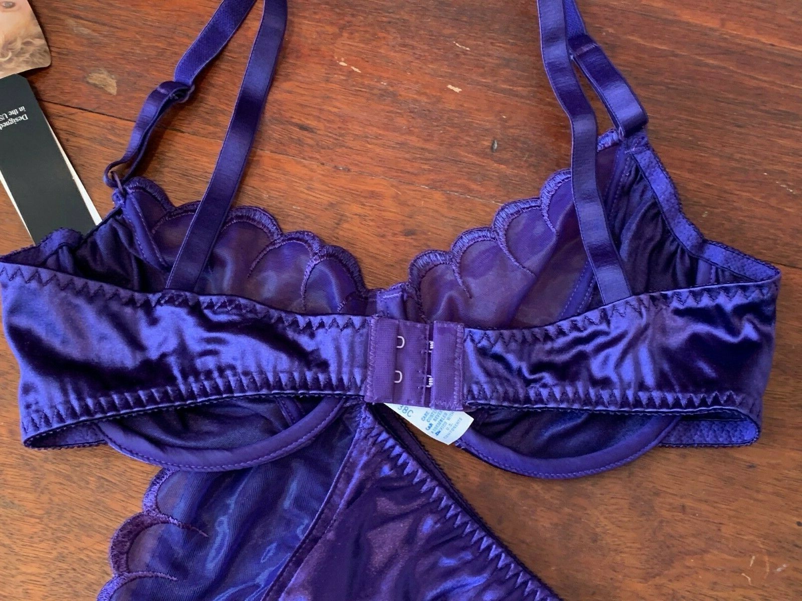 VINTAGE OLGA RARE PURPLE SEMI SHEER SATIN BRA & HI-CU… - Gem