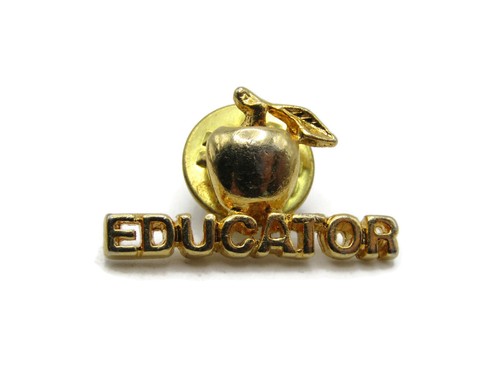 Educator Lettered & Apple Pin Gold Tone | eBay