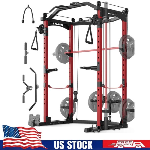 Power Cage Squat Rack Multifunctional Power Rack for Home Gym w/J Hooks ...