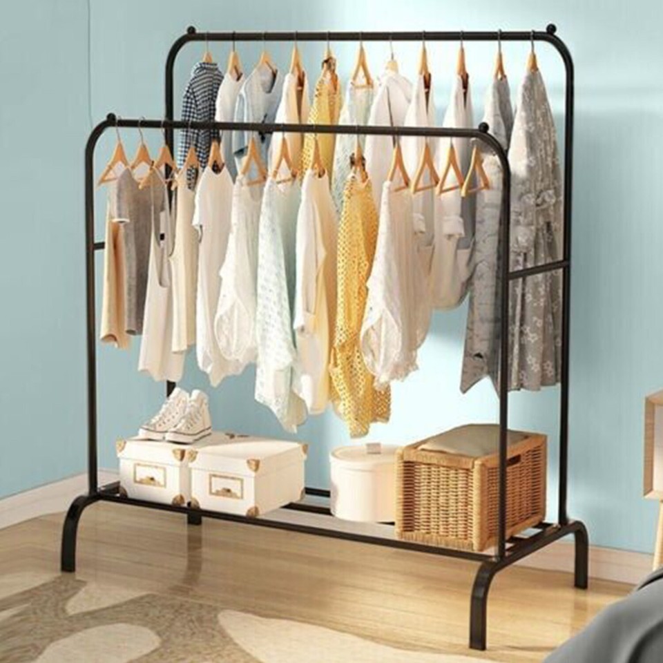 Heavy Duty Commercial Garment Rack 2 Bar Clothing Shelf Clothes Rack ...