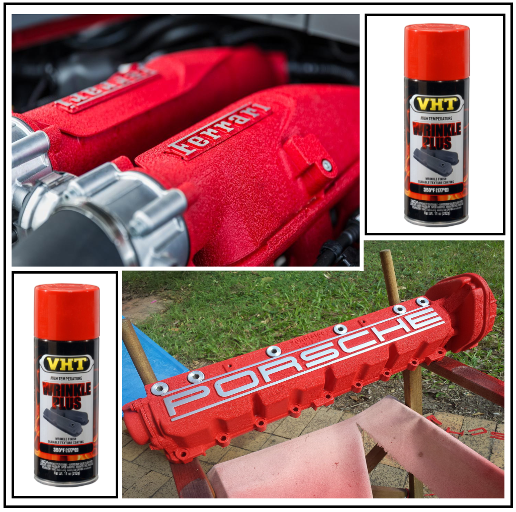Matte Wrinkle Red Valve Cover Engine Exhaust Rust Resist 2PK -Free ...