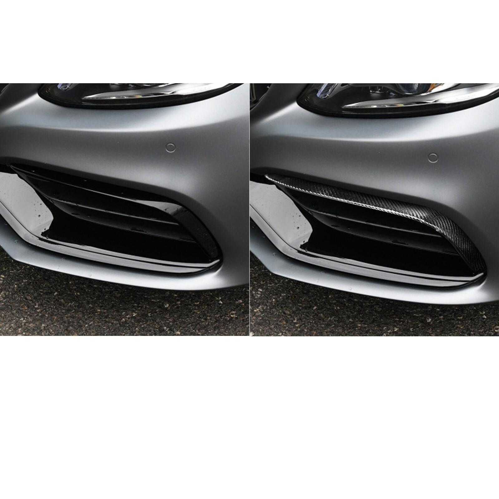 Dry Carbon Fiber Front Bumper Fog Lamp Spoiler Cover For Benz W205 S205 ...