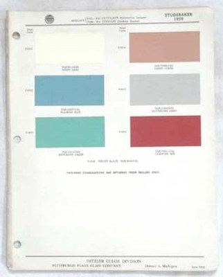 1959 STUDEBAKER PPG COLOR PAINT CHIP CHART ALL MODELS ORIGINAL | eBay