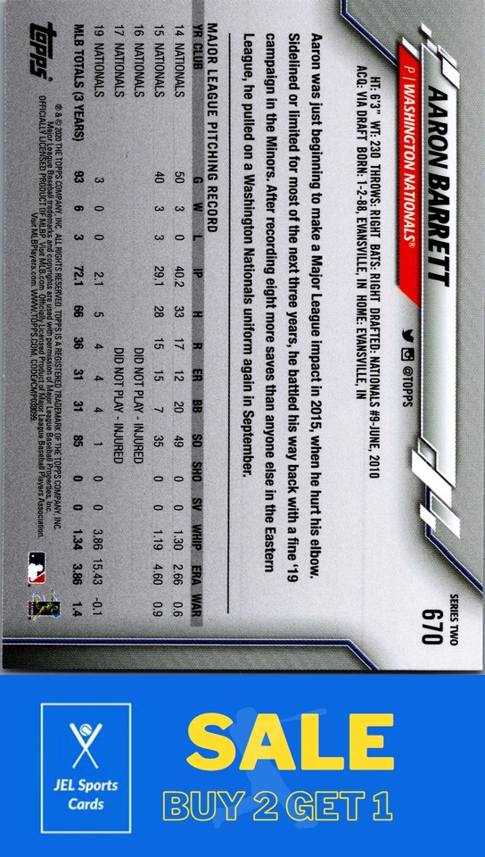 2020 Topps #670 Aaron Barrett | eBay