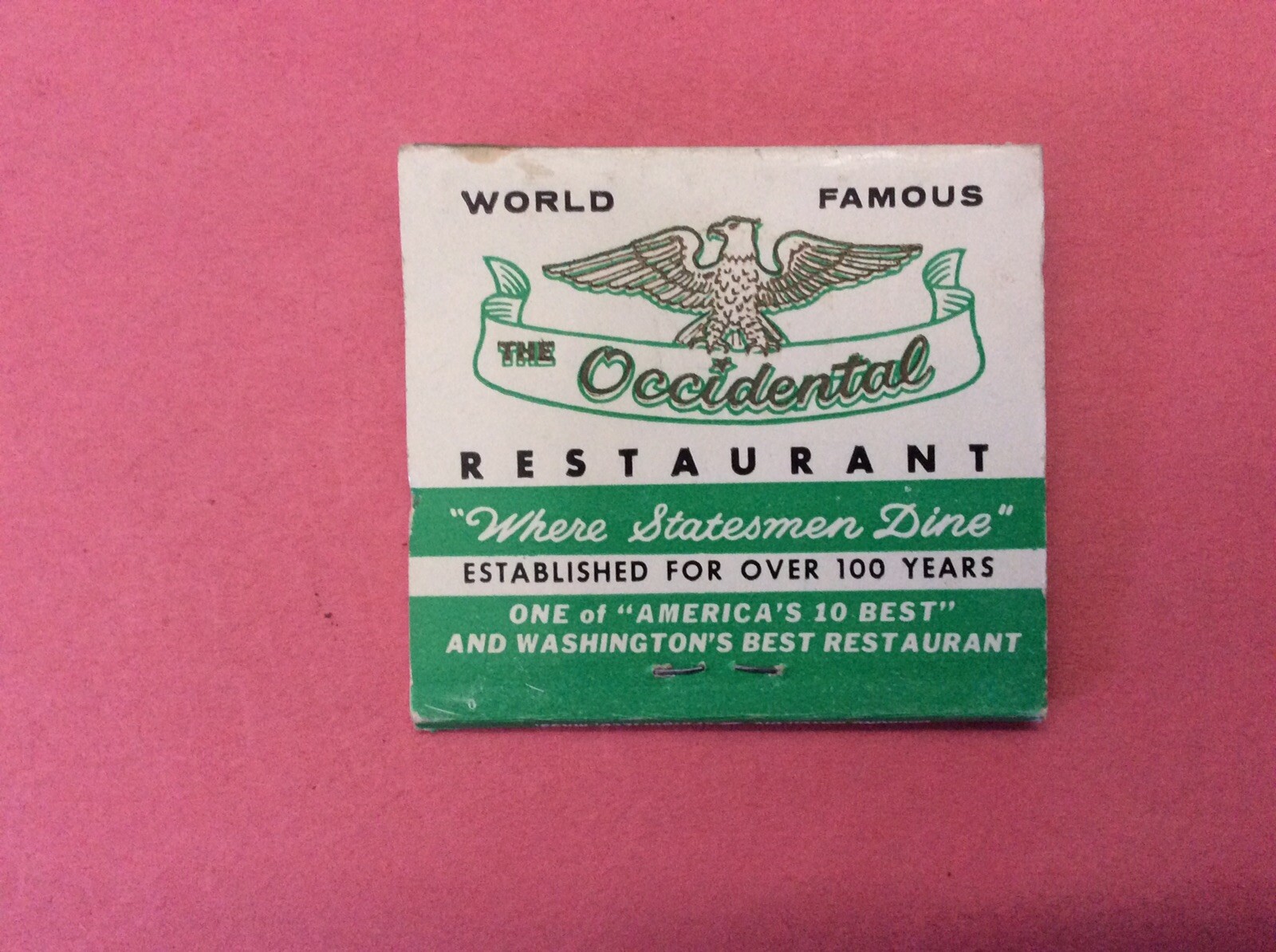 Vintage 1950’s The Occidental Restaurant Washington DC. Full Matchbook ...