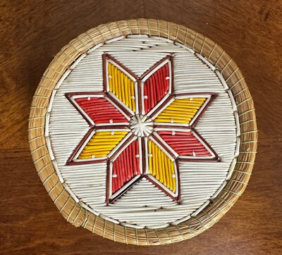 Vintage Chippewa/Ojibwe, Native American, Indian Porcupine Quill Basket ...