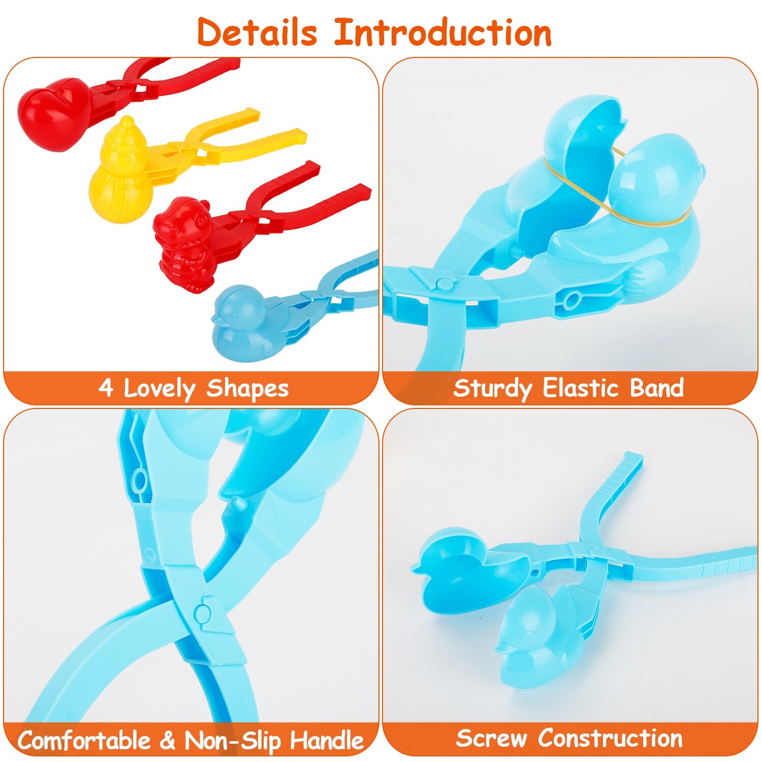 4PACK Snowball Maker Set Clip Snow Ball Toys Games Outdoor Play Snow ...