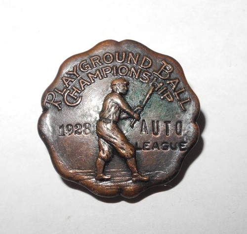 1928 Baseball Auto League Championship Playground Award Pin Medal Token ...