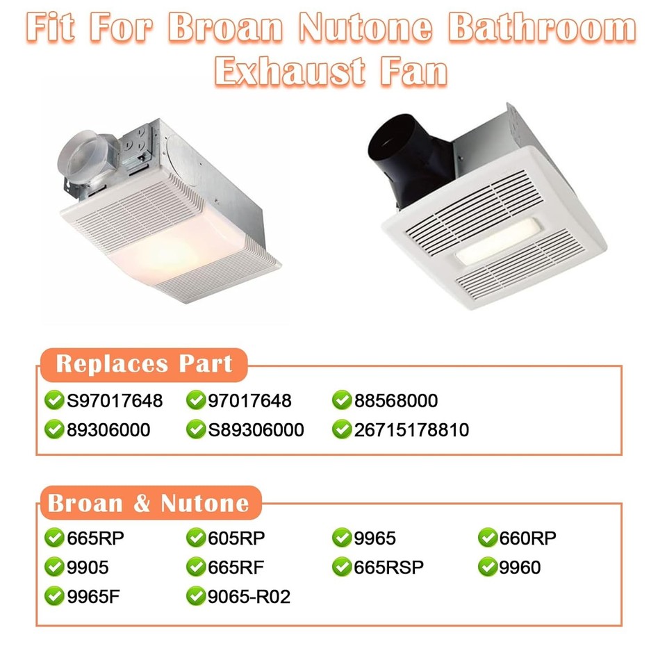 S97017648 Heater Motor Assembly for Broan NuTone 665RP, 605RP, 9965 ...