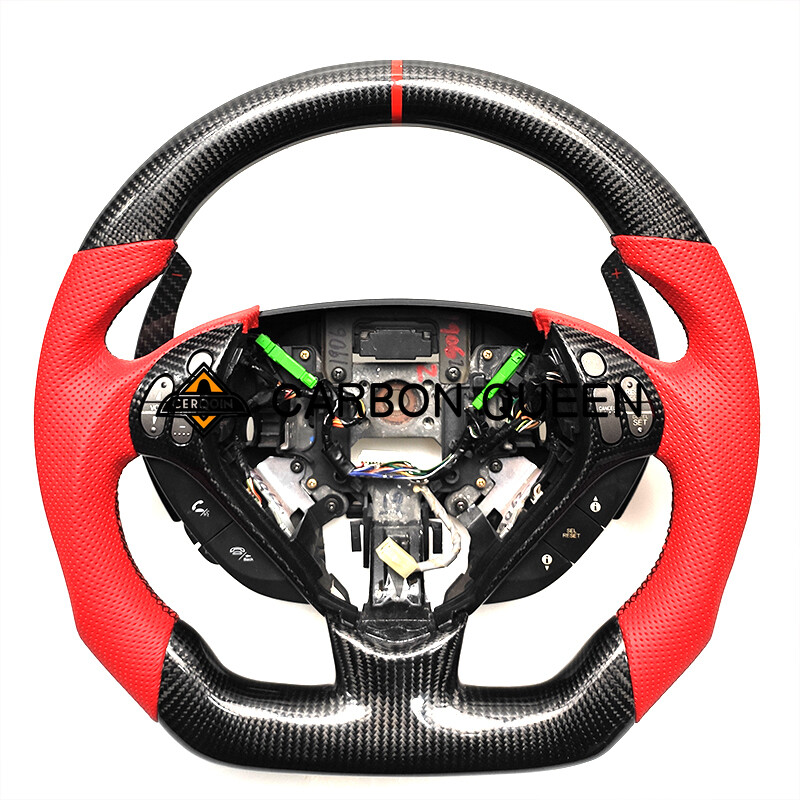 REAL CARBON FIBER Steering Wheel FOR Acura TL Type S RED LEATHER W ...