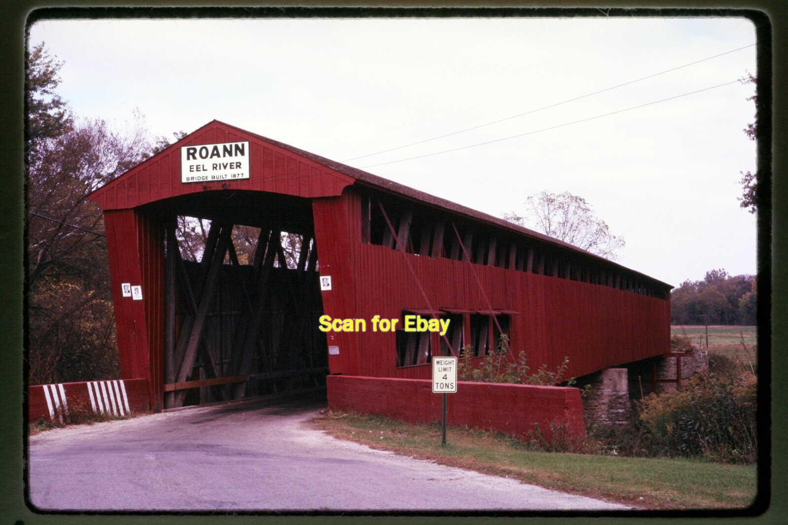 Eel River, Roann Covered Bridge in Indiana in 1972, Kodachrome Slide aa ...