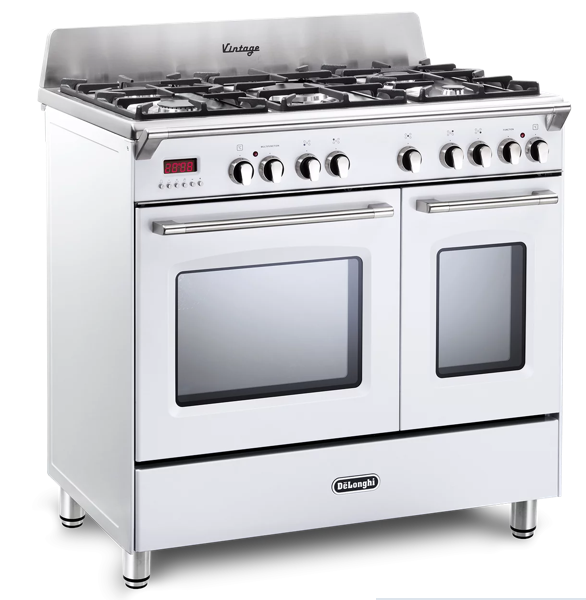 DeLonghi DVTR 906 DF WH Vintage twin cavity dual fuel Range Cooker ...