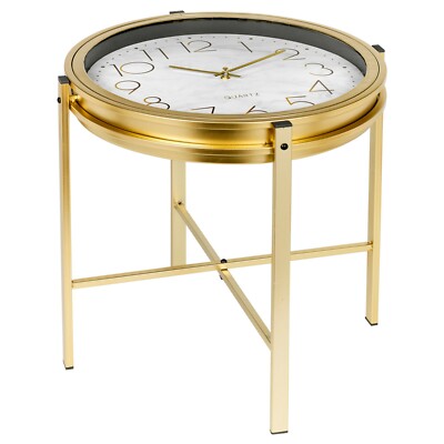 Gold Metal Analogue Clock Bedside Nightstand Side Coffee Living Room ...