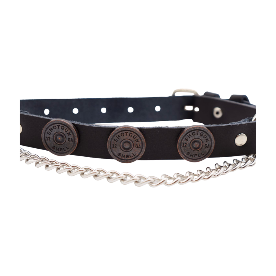 Men Western Boot Silver Chain Black Fabric Straps Shotgun Shell Charm ...