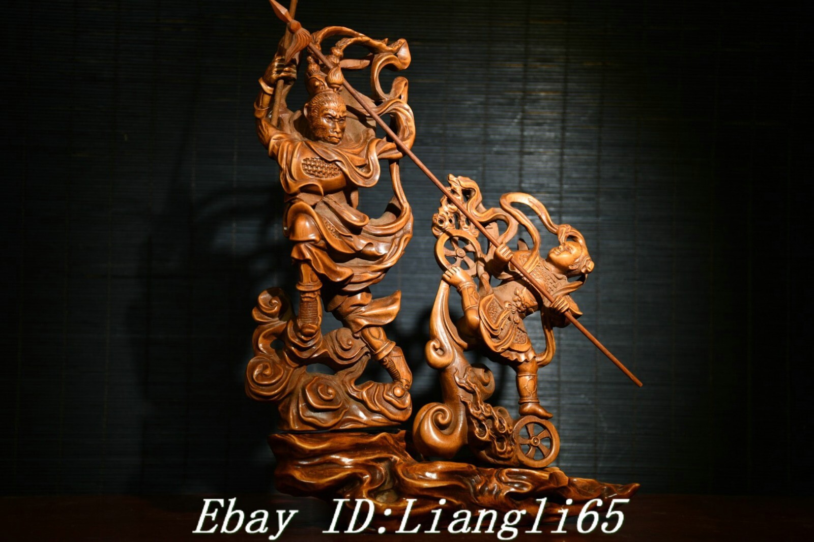 8.2" Alte Dynastie Buchsbaum geschnitzt Mythos XiYouji Sun Wukong Nezha ...