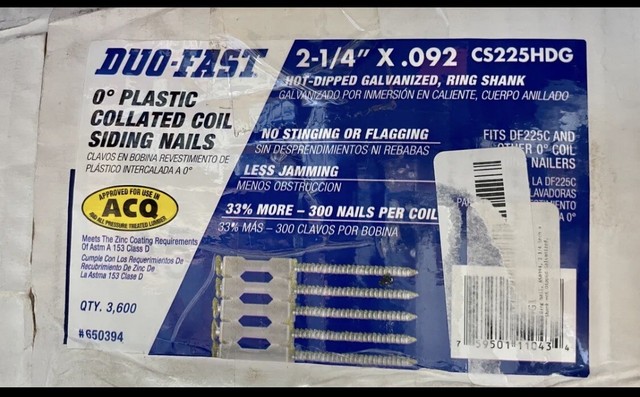 DUO-FAST Siding Nail 2-1/4 in Pk3600 Hot Dipped Galvanized Steel 650394 ...
