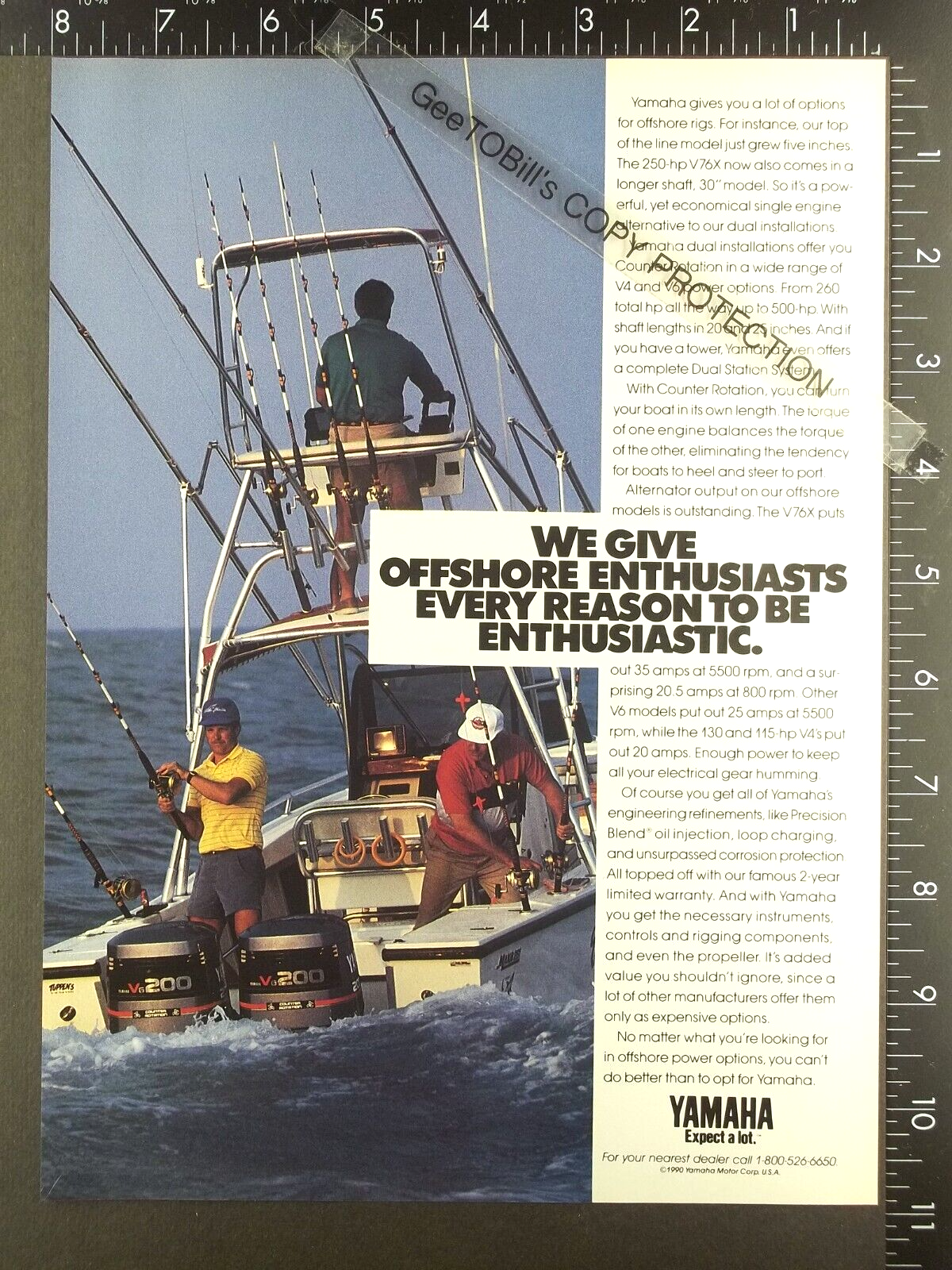 1991 AD for Yamaha V76X 200 outboard motor in Mako 251 Sportfisherman ...